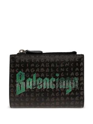 Balenciaga Logo-print Bifold Wallet - Blackgreen