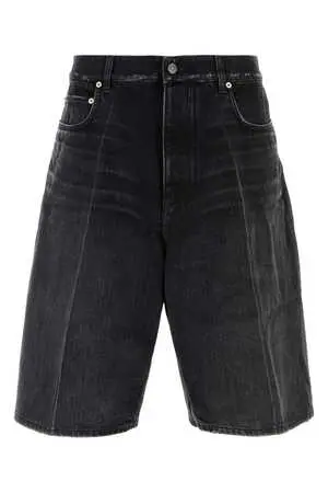 Balenciaga Panelled Distressed-finish Denim Shorts - Black