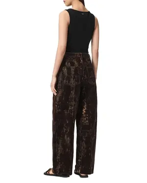 ALLSAINTS Jett Flock High Rise Barrel Jeans - Leppo Brown
