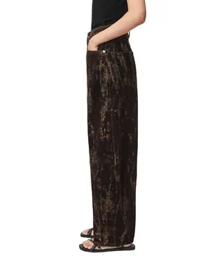 ALLSAINTS Jett Flock High Rise Barrel Jeans - Leppo Brown