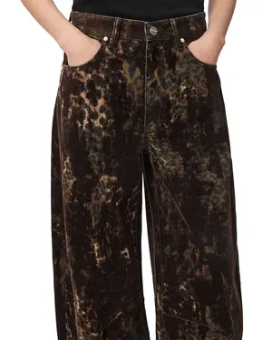 ALLSAINTS Jett Flock High Rise Barrel Jeans - Leppo Brown