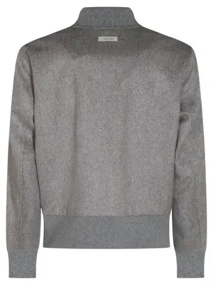 LARDINI Ribbed-trim Wool Bomber Jacket