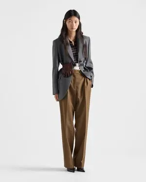 Prada Striped Cashmere And Silk Polo Shirt
