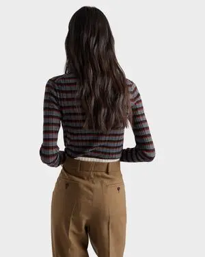 Prada Striped Cashmere And Silk Polo Shirt