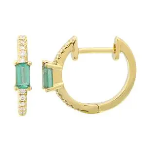 KAMARIA Emerald & Diamond Huggie Earrings - Green