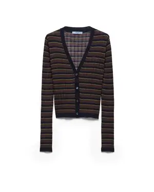 Prada Striped Cashmere And Silk Cardigan