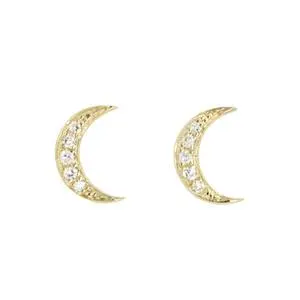 KAMARIA Crescent Moon Diamond Stud Earrings - Gold