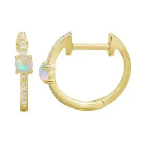 KAMARIA Ethiopian Opal & Diamond Huggie Earrings - Gold