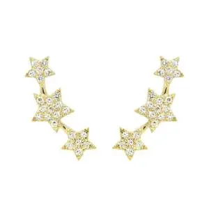 KAMARIA Triple Star Cluster Diamond Stud Earrings - Gold