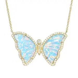 KAMARIA Prism Opal Butterfly Necklace With Diamonds - Gold