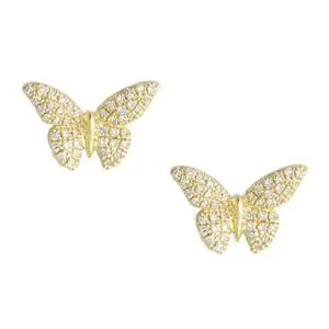 KAMARIA Butterfly Stud Earrings With Diamonds - Gold
