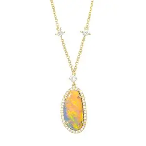 KAMARIA Orange & Yellow Fire Opal Necklace With Diamonds - Gold