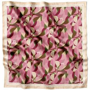 LAMBERTY MUNICH Neutrals Blurry Seas Italian Mulberry Silk Scarf Retro Rose - Purple