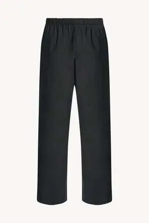 THE ROW Pascale Wool Twill Drawstring Waist Pants - Black