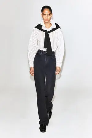 Cos Striped Cotton-silk High-collar Shirt