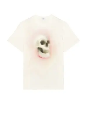 Alexander McQueen Skull Haze Tee Shirt In White - White & Multicolor