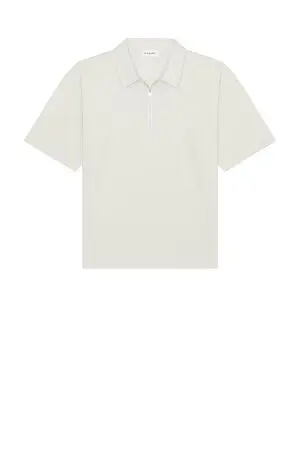 FRAME Half Zip Pique Polo In Blue - Pale Blue