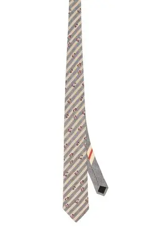 Dries Van Noten Dries Van Noten Embroidered Floral Silk Tie Ecru