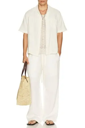 CORRIDOR Double Cloth Short Sleeve Shirt In Cream