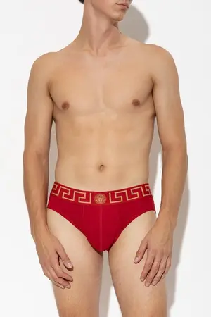 Versace Cotton Briefs With Logo - Red