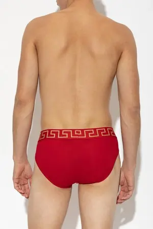 Versace Cotton Briefs With Logo - Red