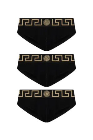Versace Three-pack Of Cotton Briefs - Black