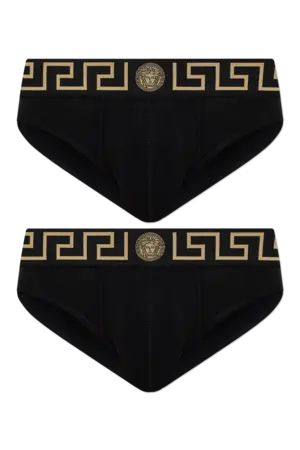 Versace 2-pack Of Cotton Briefs - Black
