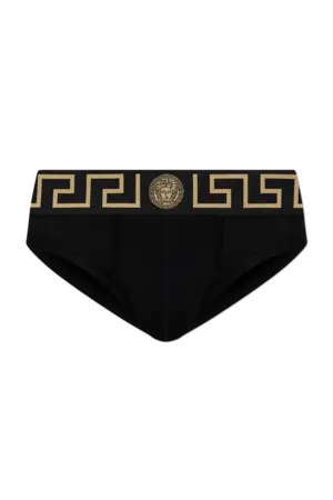 Versace Cotton Briefs With Logo - Black