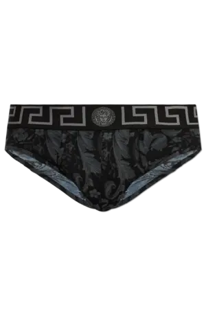 Versace Cotton Briefs With Logo - Black