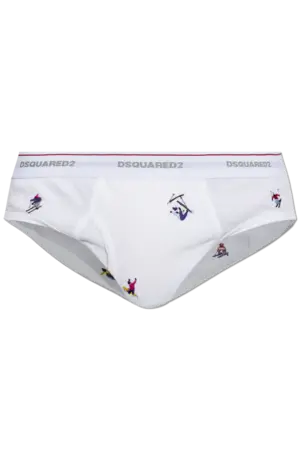 Dsquared2 Cotton Briefs With Colorful Embroidery - White