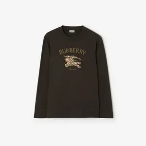 Burberry Knight Check Cotton Long-sleeve T-shirt - Chocolate Brown