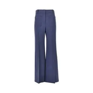 Victoria Beckham Alina Wool-blend Wide-leg Pants - Blue