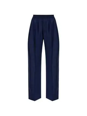 Kenzo Virgin Wool Trousers With Embroidered Logo - Blue