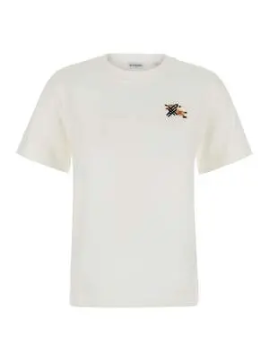 Burberry White T-shirt With Ekd Logo Embroidered On The Front In Cotton For - Multicolor