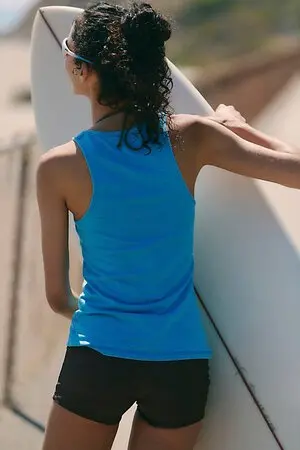 Free People Long And Lean Burnout Tank Top - Blue Moon
