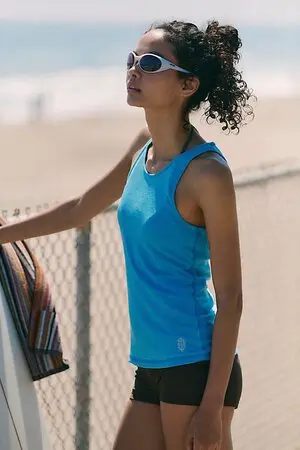Free People Long And Lean Burnout Tank Top - Blue Moon