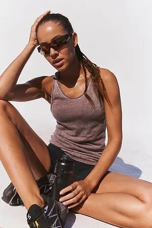 Free People FP Movement Long And Lean Burnout Tank Top Cocoa