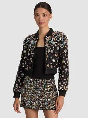 ALICE + OLIVIA Jackie Embellished Bomber Jacket