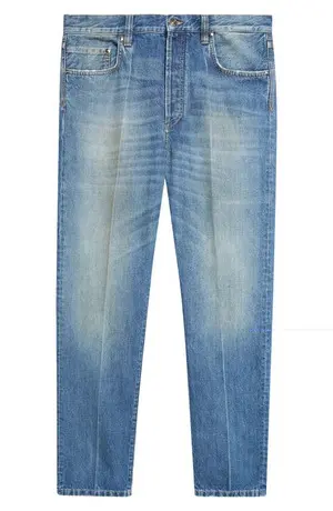 Versace Distressed Straight Leg Jeans - Medium Blue