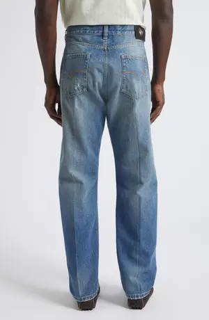 Versace Distressed Straight Leg Jeans