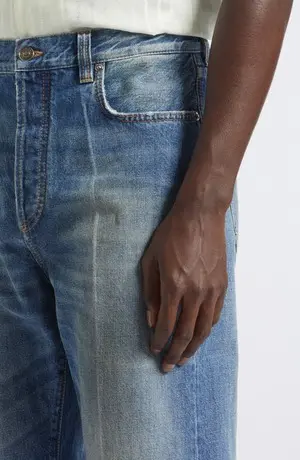 Versace Distressed Straight Leg Jeans