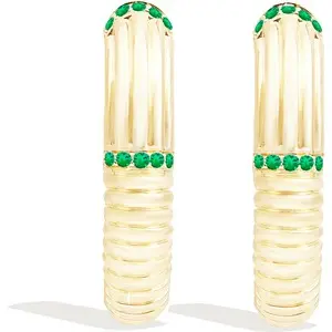 CAMPBELL + CHARLOTTE Found Ribbed Oval Hoop Earring Tsavorite-gold