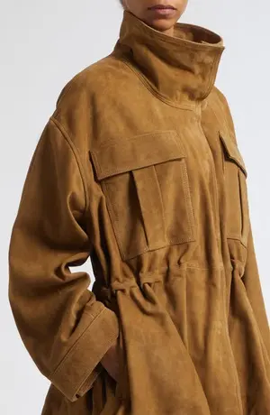 RÓHE Sculptural Suede Field Jacket - Sage