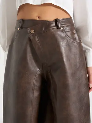 Manière De Voir Hazel Vintage Leather Wrapover Bermuda Shorts