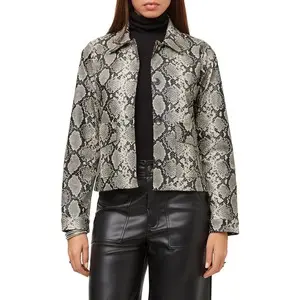 Fifteen Twenty Victoria Snakeskin Faux Leather Cropped Jacket