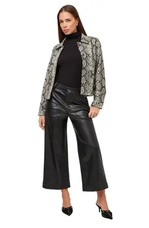 Fifteen Twenty Victoria Snakeskin Faux Leather Cropped Jacket