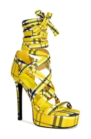AZALEA WANG Jemisha Plaid Platform Sandal - Yellow Multi