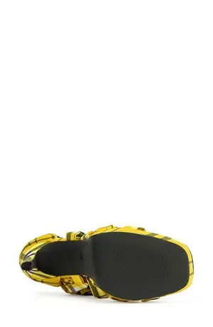 AZALEA WANG Jemisha Plaid Platform Sandal - Yellow Multi