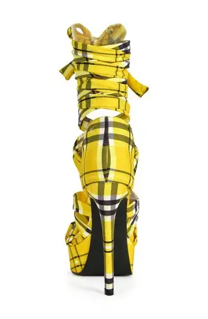 AZALEA WANG Jemisha Plaid Platform Sandal - Yellow Multi