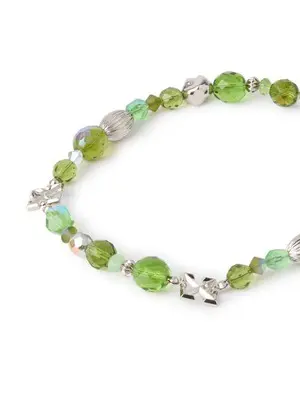 Off-White Arrow Charm Mixed Bead Choker In Green
